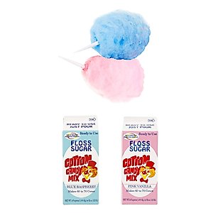 Cotton Candy Set- Includes 1 Carton Each Blue Raspberry and Pink Vanilla - Also Includes 100ct Cotton Candy Cones