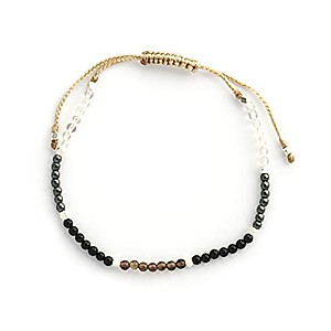BALIPURA - Healing Bracelet for Women - Healing Crystals, Black Tourmaline- Grounding Hematite Bracelet- Crystals Bracelet And Healing Stones - Smoky Quartz - 2mm Small Bead Bracelets