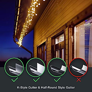 Holiday Hang Gutter Hooks for Christmas Decoration String Lights Weatherproof Outdoor Lights Clip for Halloween Xmas(100 Pieces)