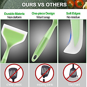 2 Pieces Silicone Pancakes Shovel Wide Spatula Turner Nonstick Fried Shovel Fish Spatula Silicone Wide Flexible Turner for Nonstick Cookware Egg Cookie Omelette (Green, Orange)