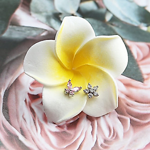 CHARMONLINE CZ Butterfly Flower L Bend Stud Nose Ring 20G L Shaped Nose Studs Nose Hoop Rings Nose Body Piercing for Women Men