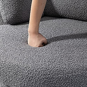 Dvasovio 42.2" W Swivel Accent Barrel Chair with 3 Pillows 360 Degree Swivel Lounge Club Round Chair, Oversized Arm Chair Cozy Club Chair for Bedroom Living Room Hotel, Ivory Boucle(Dark Gray)