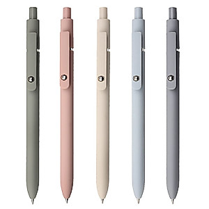 DIBALIYI Quick Dry Ink Pens, Gel Pens Fine Point Smooth Writing, Retractable 0.5 mm Black Ink Pens, Rollerball Pens for Note Taking School Office Supplies, Cute Pens for Women Gifts (5)