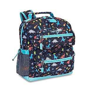 Bentgo® Kids Backpack - Lightweight 14” Backpack in Unique Prints for School, Travel, & Daycare - Roomy Interior, Durable & Water-Resistant Fabric, & Loop for Lunch Bag (Dinosaur)