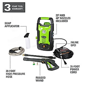 Greenworks 1500 PSI 1.2 GPM Pressure Washer (Upright Hand-Carry) PWMA Certified