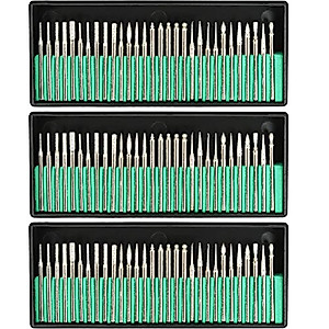 TIMESETL 90 Pcs Diamond Burr Bits Drill Kit for Engraving Carving Rotary Tool, 1/8"(3mm) Shank, for Glass, Gemstone, Metal
