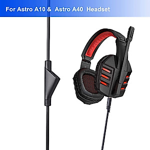 YARENKA Replacement Astro A10 A40 Cable, 2.0M A40 Inline Mute Cable Cord Compatible with Astro A10/A40 Gaming Headsets Xbox One Ps4 Controller Headphone Audio Extension Cable 6.5 Feet Black