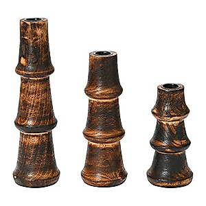 Main + Mesa Wooden Waves Taper Candle Holders, Set of 3