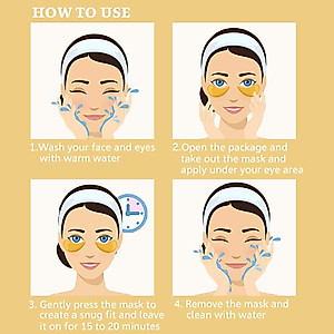 NIYET 30 Pairs Under Eye Collagen Patches, Gold Moisturizing Under Eye Mask, Under Eye Gel Pads for dark circles and puffiness