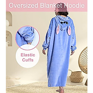 Animal Wearable Blanket Sweatshirt Unisex Oversized Animal Hoodie Blanket Thick Warm with Giant Pocket