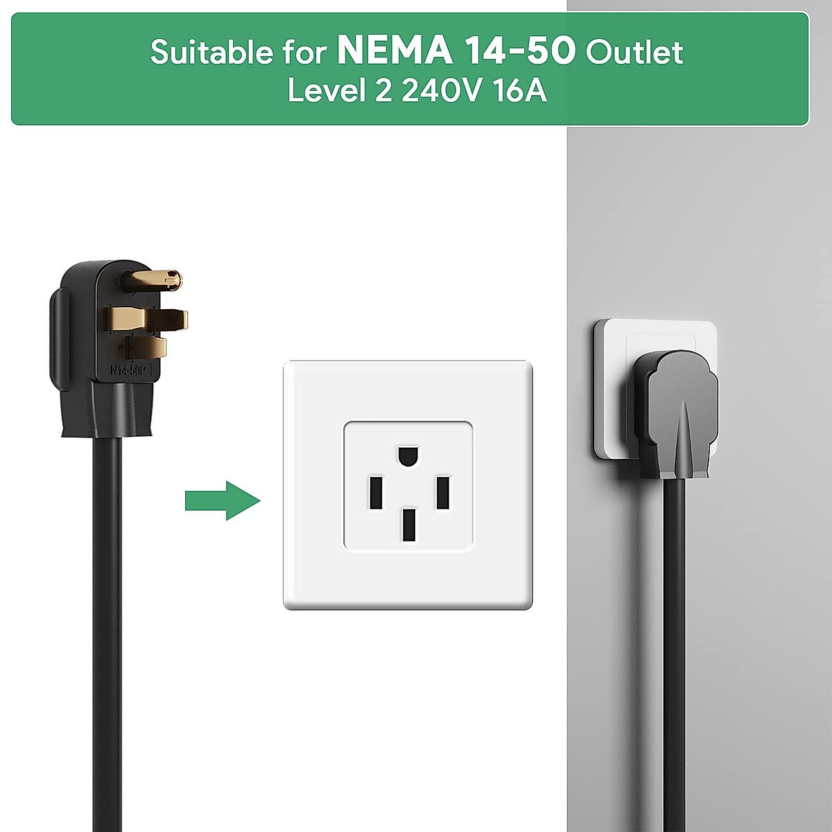 MEGEAR Skysword Level 2 EV Charger, 240V 16A 25FT Portable EVSE, NEMA 14-50 Plug Electric Vehicle Charging Station