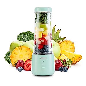 Dash 16 oz Personal USB Bottle Blender with Travel Lid and Charging Cord, Single-Serve Smoothie and Juice Maker, Aqua