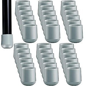 36 Pieces 7/8 Inch Folding Chair Leg Caps Heavy-Duty Plastic Chair End Caps Non-Marring Furniture Glides Round Hardwood Floor Protectors (Grey)