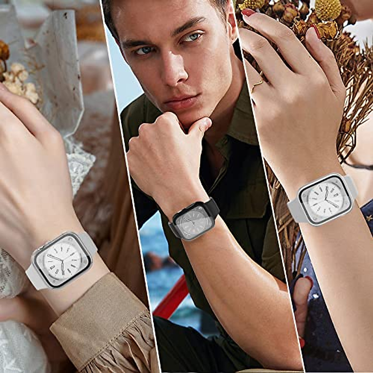 Cover for Apple Watch Series 8/Series 7 45mm, 4-Pack Screen Protector Case Replacement Protective Face Cover for iWatch Series 8/Series 7 45mm Women