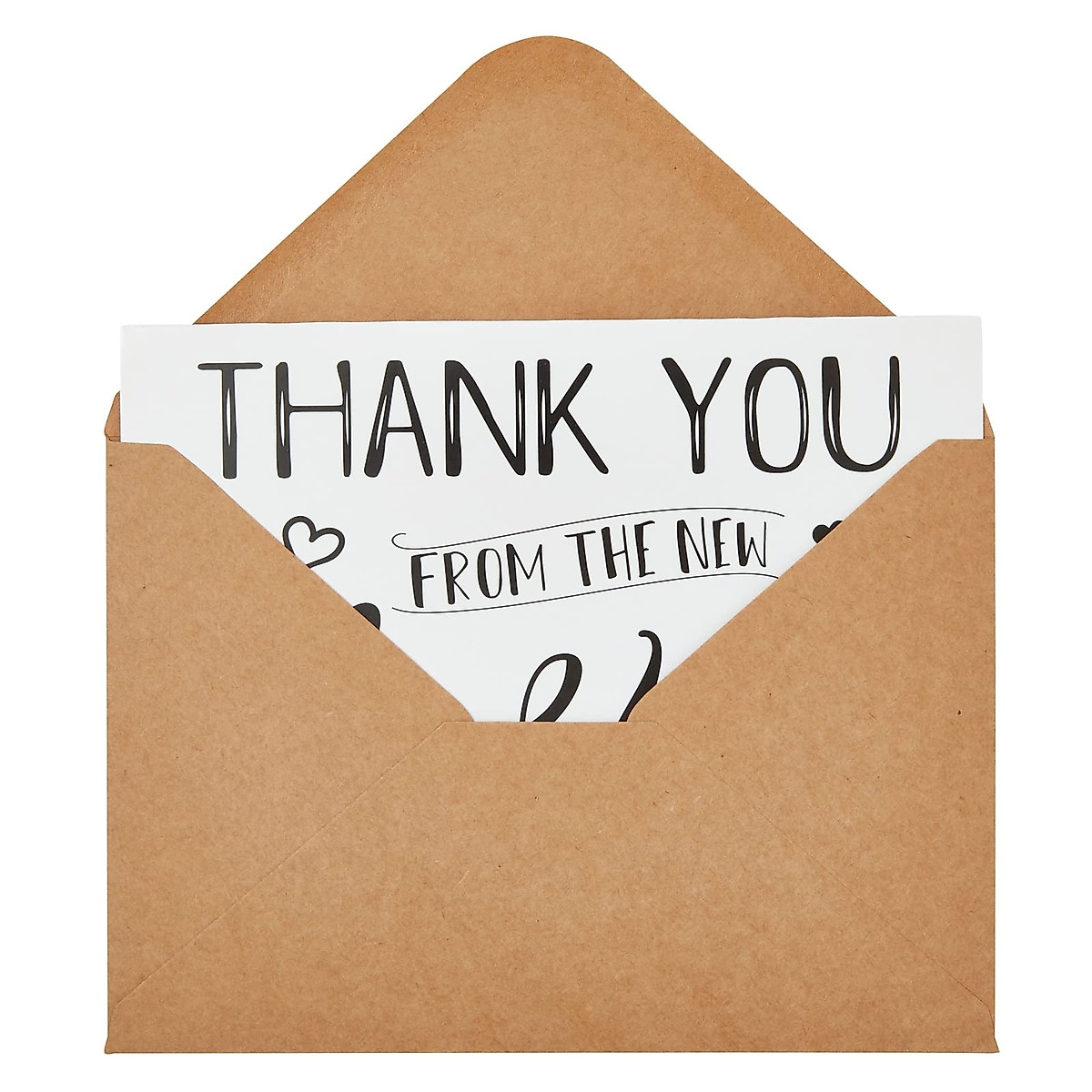 Sustainable Greetings 120 Pack Wedding Thank You from the New Mr and Mrs Cards Bulk with Kraft Brown Envelopes for Weddings, Showers, 4x6 in