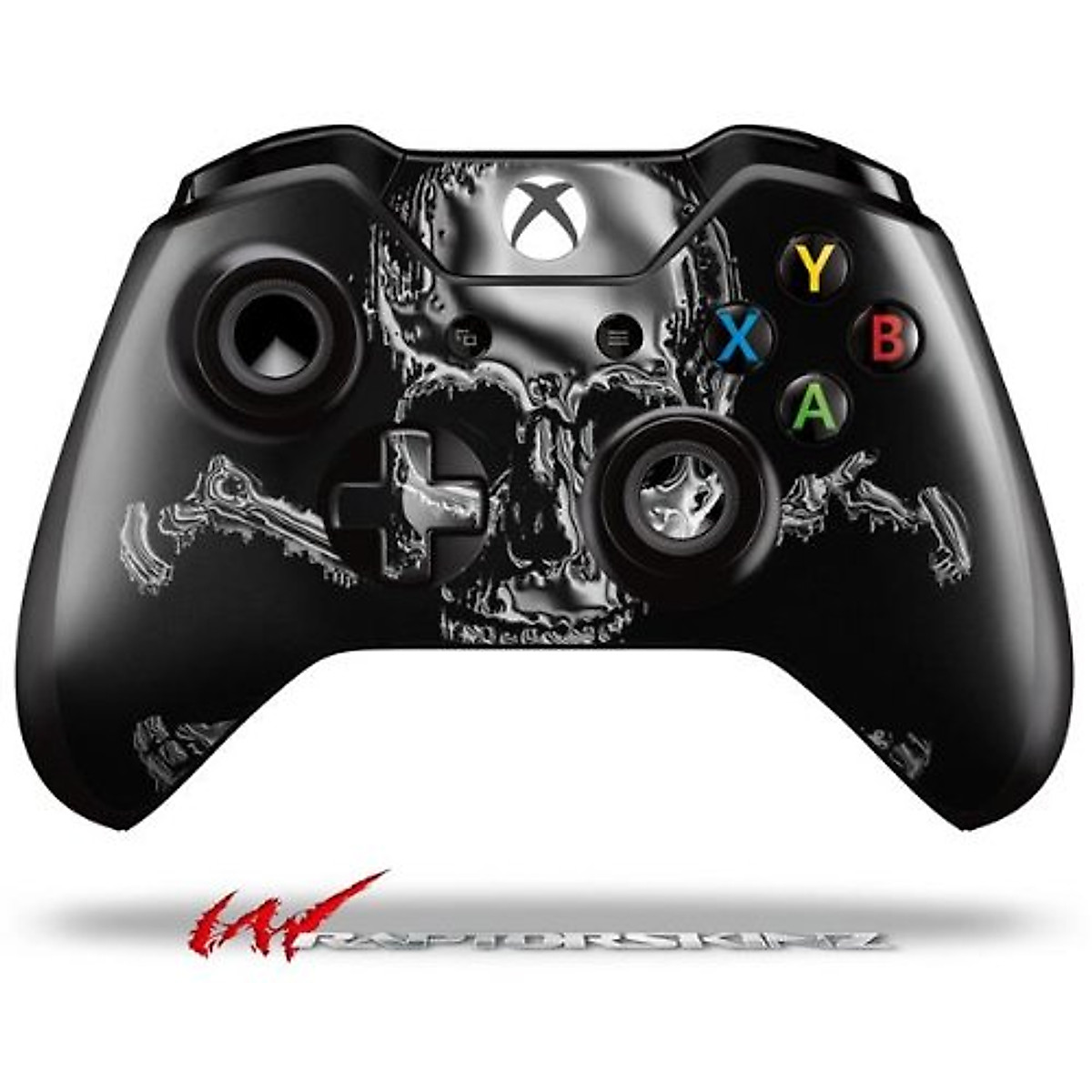 WraptorSkinz Decal Style Vinyl Skin Wrap Compatible with Xbox One Original Wireless Controller Chrome Skull on Black - (Controller NOT Included)