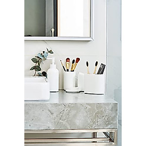 Premium 4 Pcs White Bathroom Accessories Set Complete. Bathroom Soap Dispenser Set. Modern Bathroom Decor Sets Accessories. Bathroom Toothbrush Holder Set. White Bathroom Sets Accessories (White)