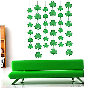 Easter Streamers,Clover Banner Decor Easter Party Supply Wall Hanging Decoration Shamrock Clover Garland Banner 1Set