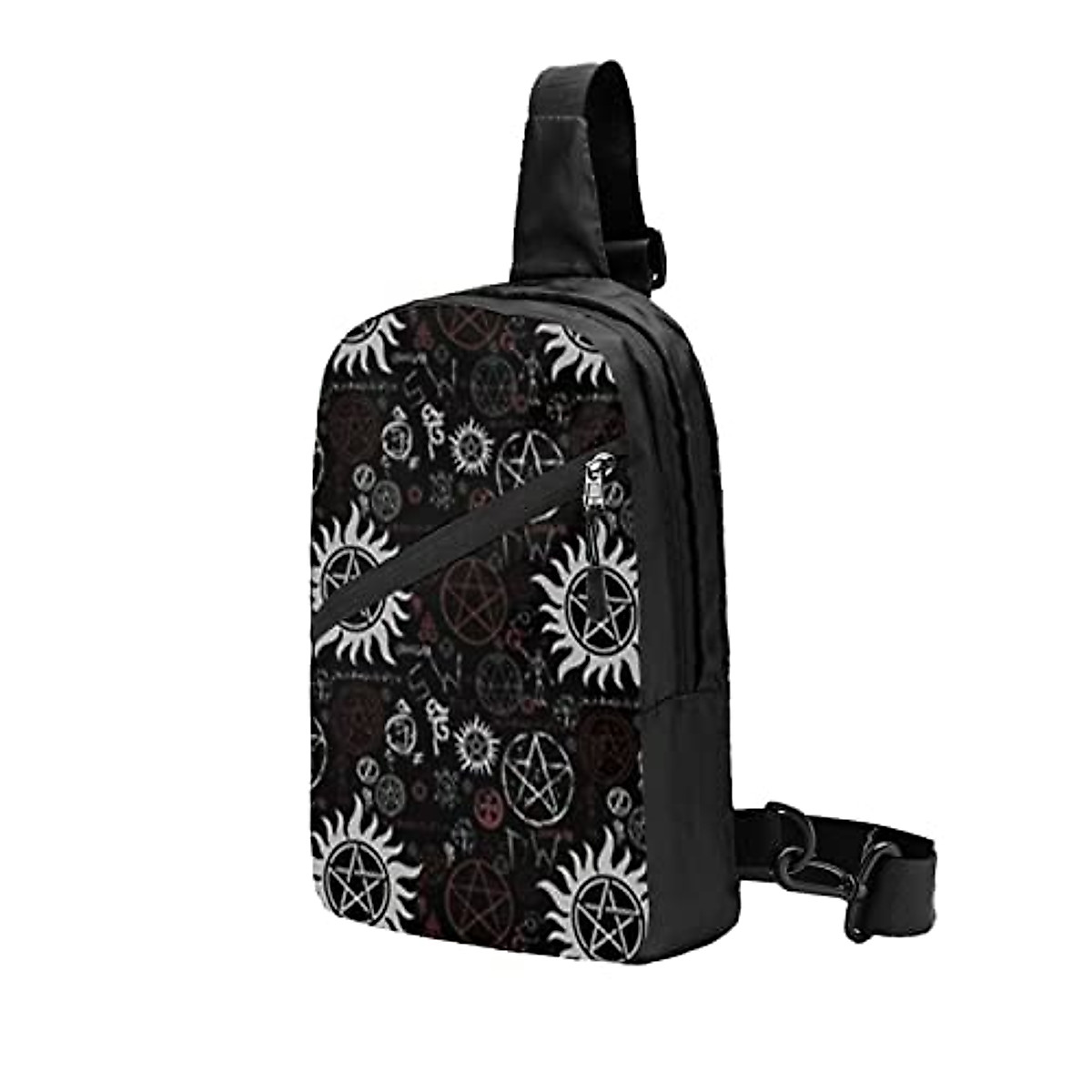NHGFVT Small Crossbody Sling Backpack Anti Theft Backpack For Traveling Chest Supernatural Symbols Black Shoulder Bag For Men Women