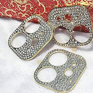 LUOWAN [2 Pack] Bling Crystal Camera Lens Protector Compatible with iPhone 11/iPhone 12 Mini, Rear Camera Cover 3D Bling Diamond Lens Cover(Silver)
