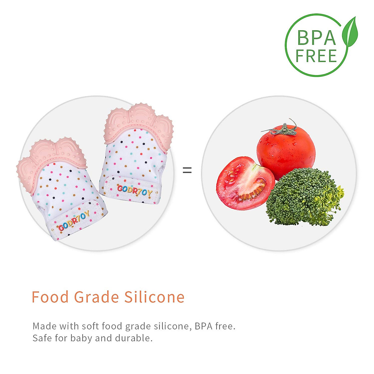 Baby Teething Mittens, Soothing Pain, for 0-6 Months Baby