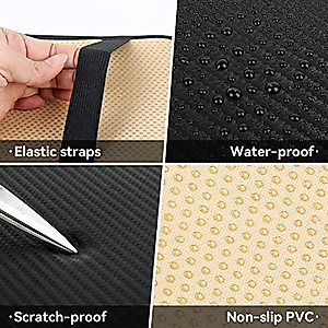 Amiss Car Center Console Pad, Universal Waterproof Car Armrest Seat Box Cover, Car Interior Accessories, Carbon Fiber PU Leather Auto Armrest Cover Protector for Most Vehicle, SUV, Truck, Car (Black)
