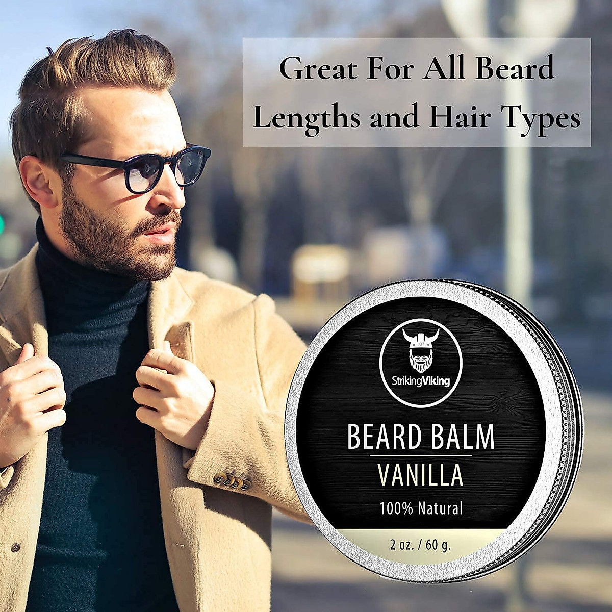 Striking Viking Beard Balm and Beard Shampoo and Conditioner Bundle with Argan and Jojoba Oils