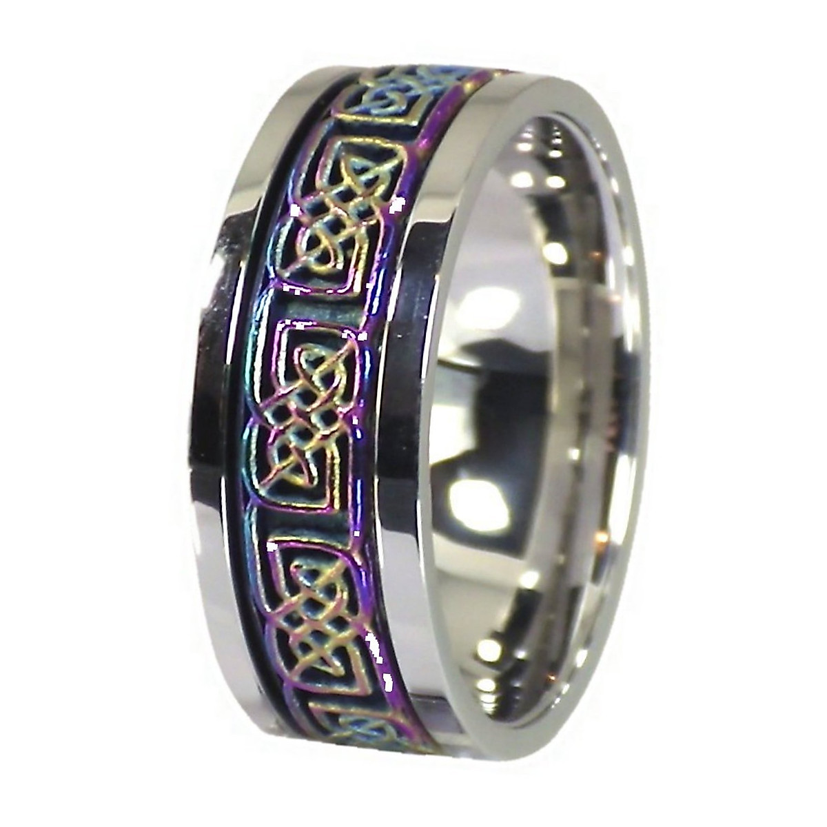 Fantasy Forge Jewelry Rainbow Celtic Spinner Ring Womens Mens Stainless Steel 8mm Meditation Wedding Band Sizes 3-17 (17)