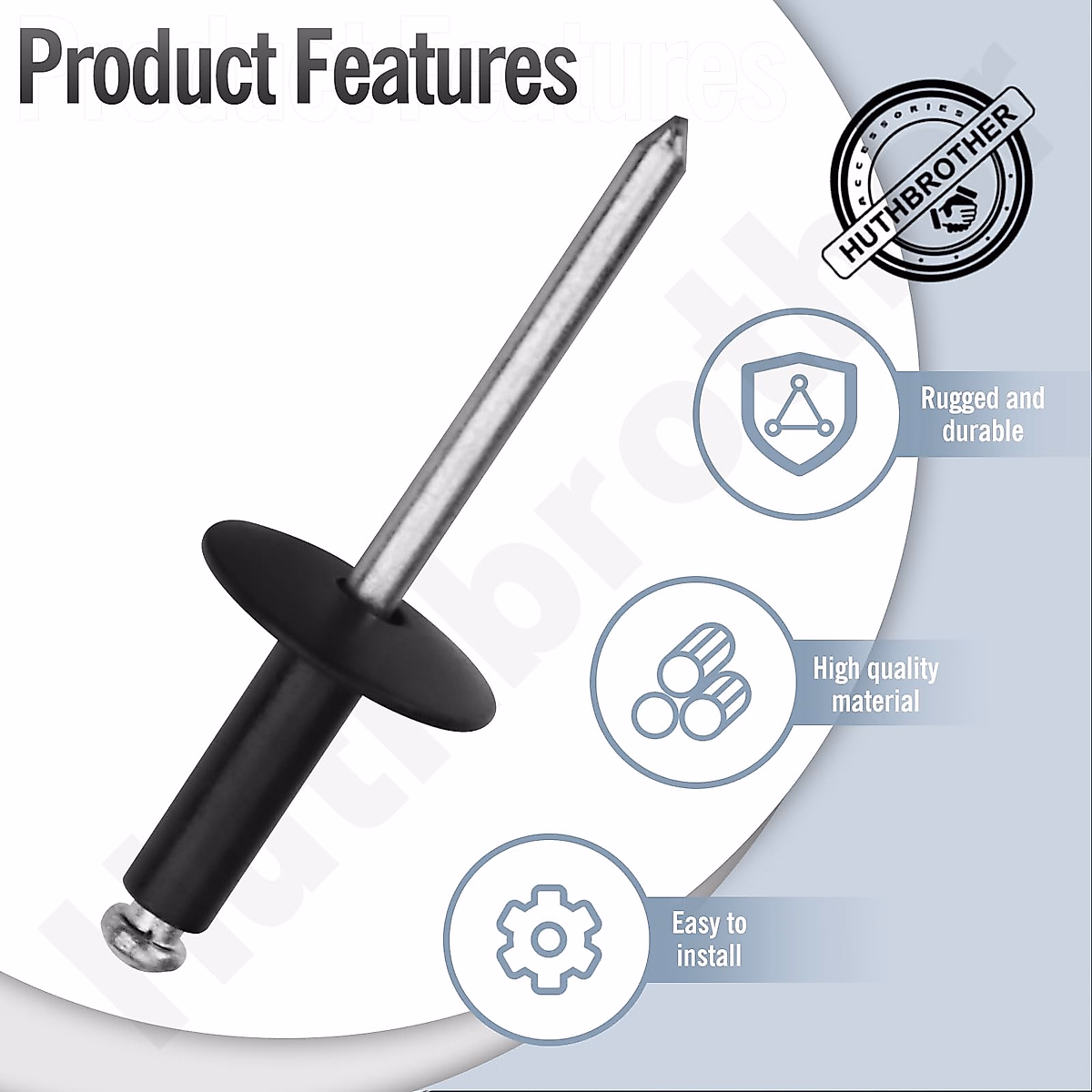 Huthbrother (70-Pack) 3/16 Steel Pop Rivet 293150104, Compatible with Ski-Doo/Sea-Doo/Can-Am 390409600 390907700