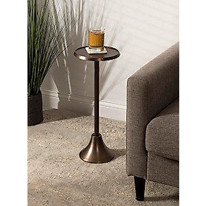 Kate and Laurel Sanzo Decorative Modern Pedestal Side Table for Use as Indoor Plant Stand or Bedroom Nightstand, 9x9x23, Bronze