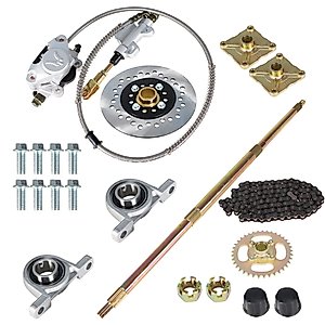32 Go Kart Axle Kit with Shaft + Hub+ Chain+ Brake Master Cylinder + Sprocket Replacement for Go Kart ATV