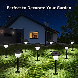 8 Pack Solar Lights Outdoor waterproof, Solar Powered Garden Lights, Bright LED Solar Pathway Lights, Auto On/Off landscape solar lights for Garden, Yard, Landscape, Patio, Driveway, Backyard, Walkway