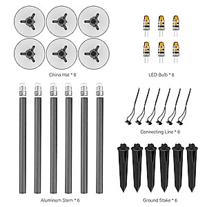 VENUS MANUFACTURING Low Voltage LED Pathway Lights 1.2W Outdoor Landscape Lighting 6 Pack 40 Lumen Landscape Path Lights 2700K for Lawn Patio Yard Walkway Driveway Pathway Garden