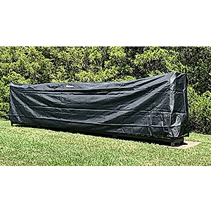 Woodhaven 16 Foot Waterproof Full Cover - Covers 1 Cord Outdoor Firewood Rack - Reinforced Vinyl With Velcro Straps - Keeps Logs Dry (Black)