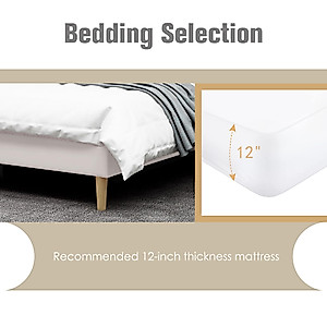 AGARTT Upholstered Platform Bed Frame King Size with Headboard and Footboard/Wooden Slats Support/No Box Spring Needed/Easy Assembly, Beige Velvet