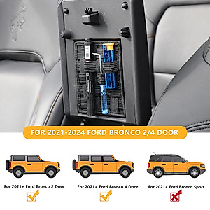 RERPRO Center Console Organizer Storage Compatible with 2021 2022 2023 2024 2025 Ford Bronco 2/4 Door Interior Accessories Armrest Tactical Webbing Molle Panel, 1 Pack Black