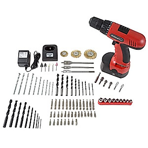 Stalwart - 75-CD91 Cordless Drill Set- 89 Piece Kit, 18-Volt Power Tool with Bits, Sockets, Drivers, Battery Charger with AC Adapter, and Carrying Case by Red