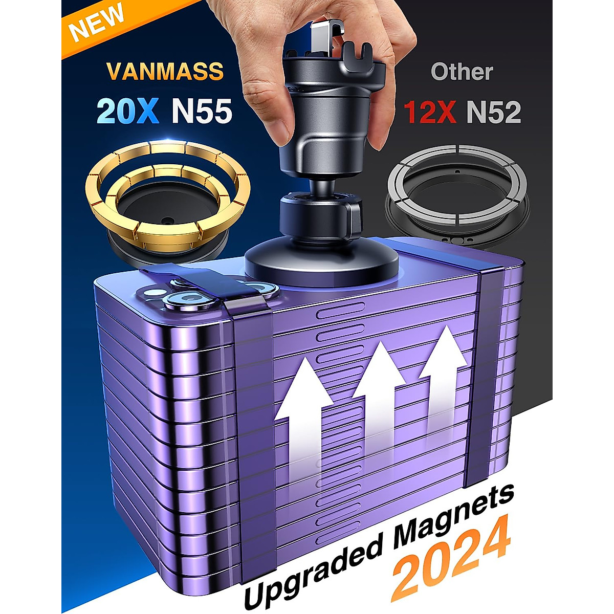 VANMASS [Military-Grade] for MagSafe Car Mount [2024 Upgraded Magnets] Magnetic Cell Phone Holder for Car Truck Vent, Cellphone Stand Cradles Auto Mobile Accessories for iPhone 15 14 13 12 11 Android