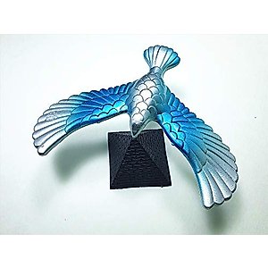 Colorful Office Desk Display Decoration 6.5 Inch Silver Wingspan Balance Birds with Pyramid Stand.