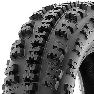 Set of 4 SunF 21x7-10 Front & 20x11-8 Rear ATV UTV Knobby Sport Tires,6 PR Tubeless A027