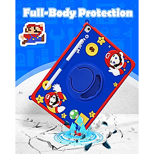 Besoar Case for iPad 9th/8th/7th Generation 10.2 inch Kawaii Cute 3D Design Soft Covers for Boys Girls Teens Cool Funny Unique Folio Rotating Stand Pencil Lanyard for Apple i Pad 9/8/7 Gen 10.2