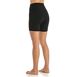 YUNOGA Women's High Waisted Yoga Short 6" Inseam Workout Athletic Biker Shorts (S, Black)