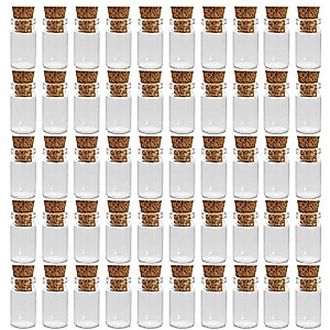 Mini Tiny Clear Glass Jars Bottles with Cork Stoppers for Arts & Crafts, Projects, Decoration, Party Favors - Size: 18mm x 10mm Diameter (50 Pack)