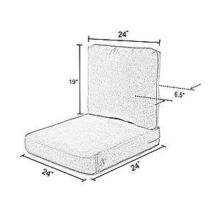 Quality Outdoor Living All- Weather Patio Chair Deep Seat and Back Cushion, 24x24, Red 4 Sq Ft