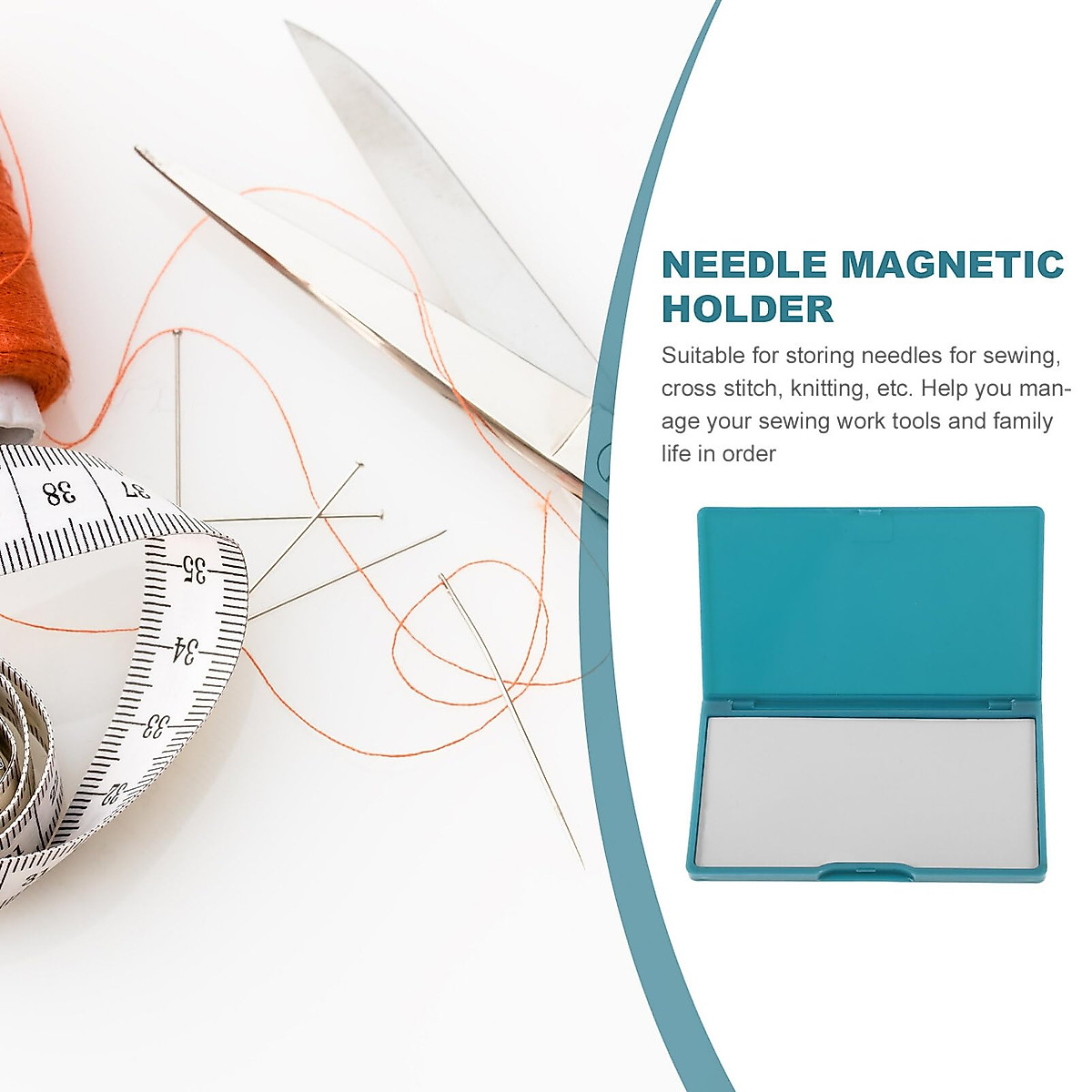 Sewing Needle Case Magnetic Needle Case Sewing Needle Storage Slim Line Magnetic Box Pin Holder Small Metal Objects Organizer Blue Sewing Supply Organizer