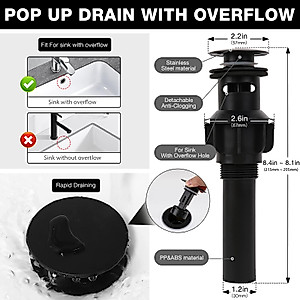 M OUDEMEI Solid Brass Waterfall Spout Bathroom Sink Faucet, Single Handle Lavatory Faucet with Deck Plate for 1 OR 3 Hole, 4 Inch Centerset Vanity Faucet (with Drain, Matte Black)