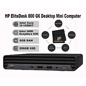 HP EliteDesk 800 G6 Desktop Mini Computer - 10th Gen Intel Core i5-10500T - 256 GB SSD - 8 GB RAM - Intel UHD Graphics 630 - Windows 10 Pro 64-Bit + Microfiber Screen Cleaning Cloth Bundle - New