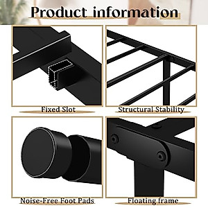 Mavesmog 14 inch California King Size Bed Frame Metal Platform Mattress Foundation with headboard Footboard，No Box Spring Needed/Under Bed Storage/Easy Assembly，Black