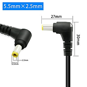 GINTOOYUN 2 PCS DC 5.5MM x 2.5MM 90 Degree Male to Male Plug Cable, 18AWG Right Angle DC5525 Power Cable Extension Cord for Strip Lihgt,CCTV,Monitors,etc(2m)
