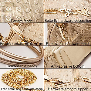 YOUNXSL Women Fashion Synthetic Leather Handbags Tote Bag Shoulder Bag Top Handle Satchel Purse with Pendant Set 4pcs Gold